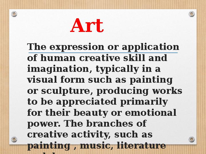Adjectives: describing art