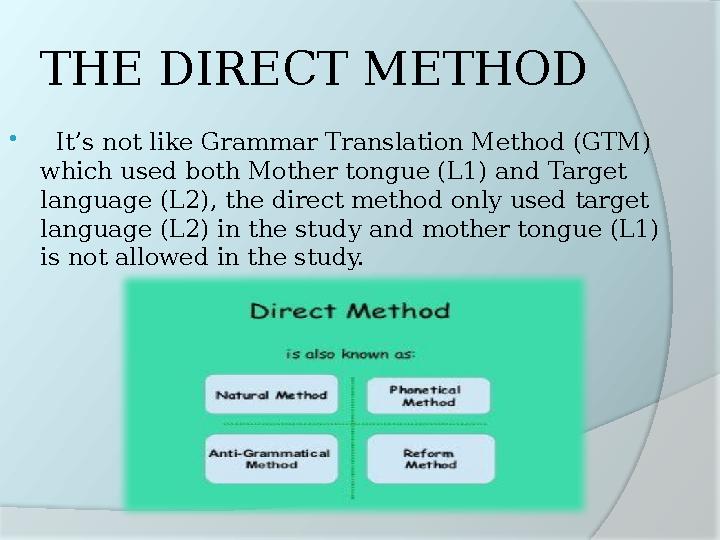 Methods of foreign language teaching: the Direct method, the Audio ...